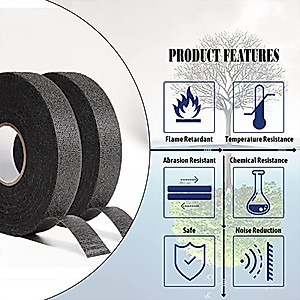 MEBMIK 2 Rolls 0.75in(W) X 82ft(L) Cloth Electrical Tape,Wire Loom Tape,Automotive Wiring Harness wrap Tape,Car Audio & Video Wiring Harnesses,Automotive Wire wrap Protection/Noise Reduction