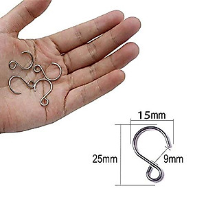 [80 Pack] Crystal Bead Curtain S Shape Hook 25mm Mini Stainless Steel Wire Hook DIY Jewelry Accessories Tiny Ornament Hooks for Sun Catcher Glass Ball Chandelier Pendant Christmas Tree Baubles
