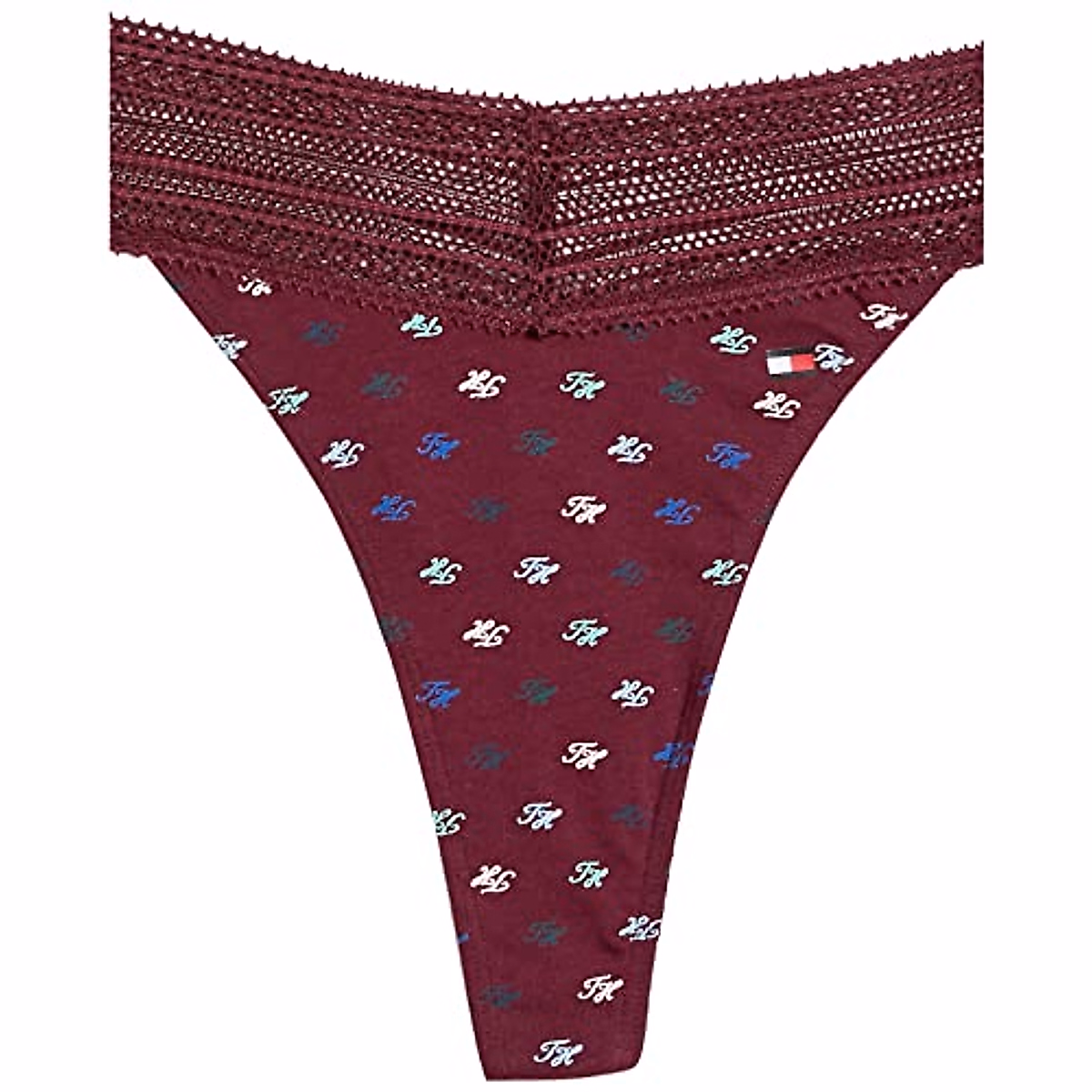 Tommy Hilfiger womens Underwear Cotton Lace Thong, 3 Pack Thong Panties, Mini Cursive Th Zindanfel, Medium US
