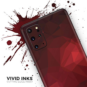 DesignSkinz Varying Shades of Red Geometric Shapes Protective Vinyl Decal Wrap Skin Cover Compatible with The Samsung Galaxy S20 (Screen Trim & Back Glass Skin)