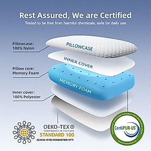 inight Memory Foam Pillows King Size Set of 2, King Size Pillows 2 Pack, King Pillows for Side Sleepers & Back Sleepers, Oeko-tex & CertiPUR-US-King Size (Pack of 2)