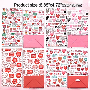 HOWAF Valentines Gift Bags Party Favors -12 PCS Valentine Paper Bags+18 PCS Valentine Stickers, 2 Patterns Valentine Treat Bags Valentine Goodies Bags for Wrapped Gifts Party Supplies Decoration