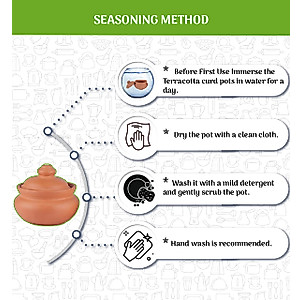 Village Decor Indian Clay Yogurt Pot Pack of 2 - (32 Oz)