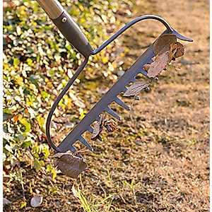 Garden Rake, 5 FT Metal Rake for Lawns - Level Head Rake with Stainless Steel Handle for Loosening Soil