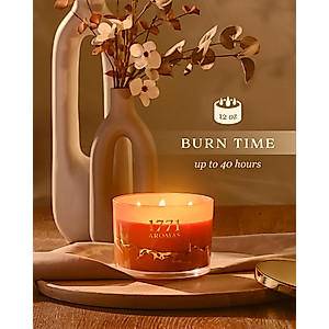 1771 Aromas Pumpkin Spice Scented Candles - 100% Natural Soy Wax - Large 3 Wick Jar Candle - Fall Candles - Up to 50 Hours Burning - Aromatherapy Candles - Housewarming Gift for Men and Women