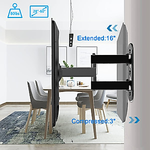 BLUE STONE TV Wall Mount, Full Motion TV Mount Swivel and Tilt for Most 28-60 Inch TVs, Wall Mount TV Bracket up to 80 lbs and Max VESA 400x400mm, Perfect Center Design for LED LCD Curved Flat Screen