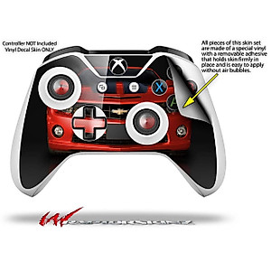 WraptorSkinz Decal Vinyl Skin Wrap compatible with XBOX One S/X Controller - 2010 Chevy Camaro Victory Red - Black Stripes on Black (CONTROLLER NOT INCLUDED)