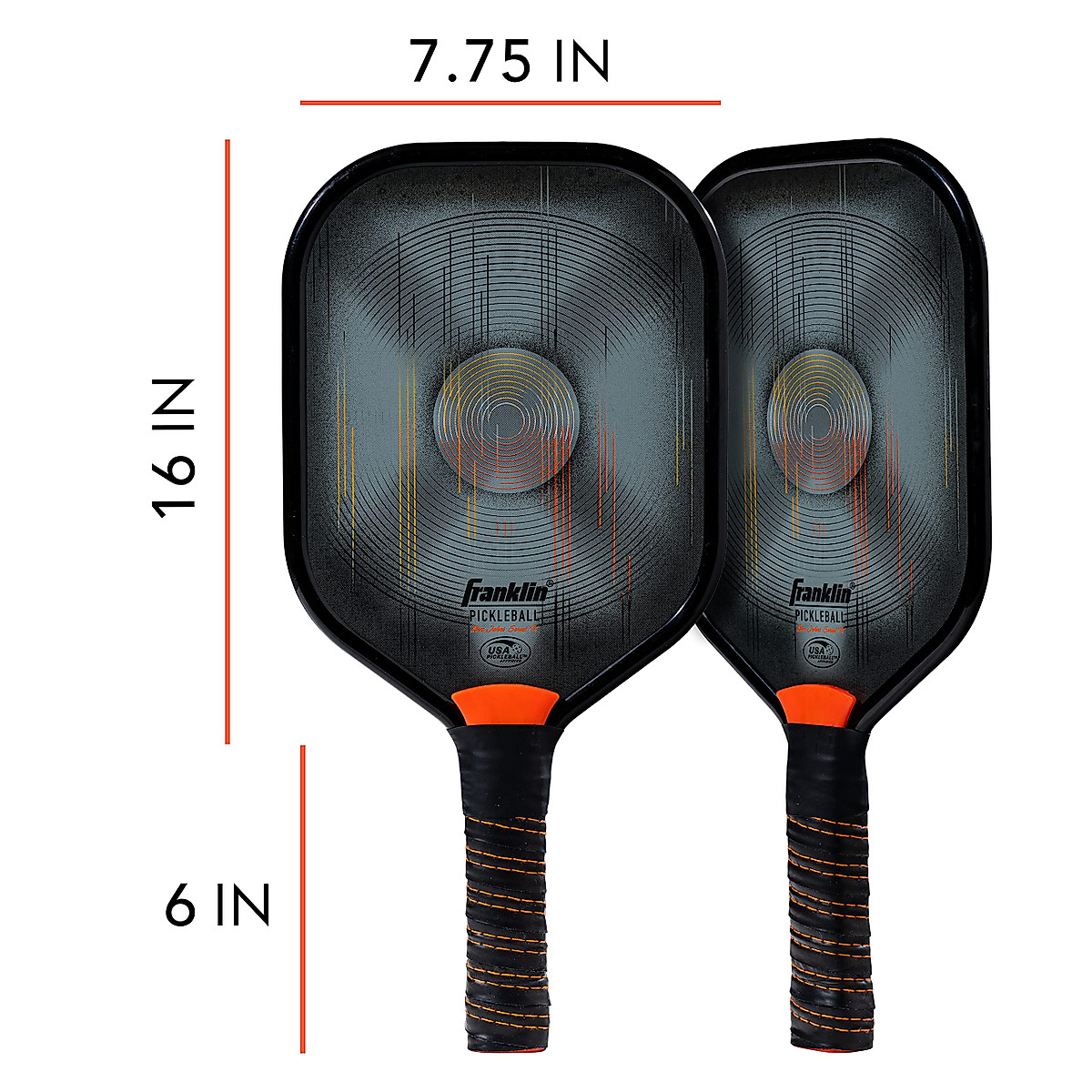 Franklin Sports Pickleball Paddles - Aluminum Pickleball Paddle - USA Pickleball (USAP) Approved Tournament Pickleball Paddle - Aluminum Surface Pickleball Paddle - Black