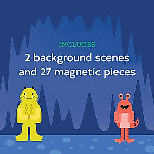 Petit Collage Magnetic Play Set, Monsters – Mix & Match Magnetic Game Board, Ideal for Ages 3+ – Includes 2 Magnetic Scenes and Over 25 Magnet Pieces, Ideal Travel Activity for Kids