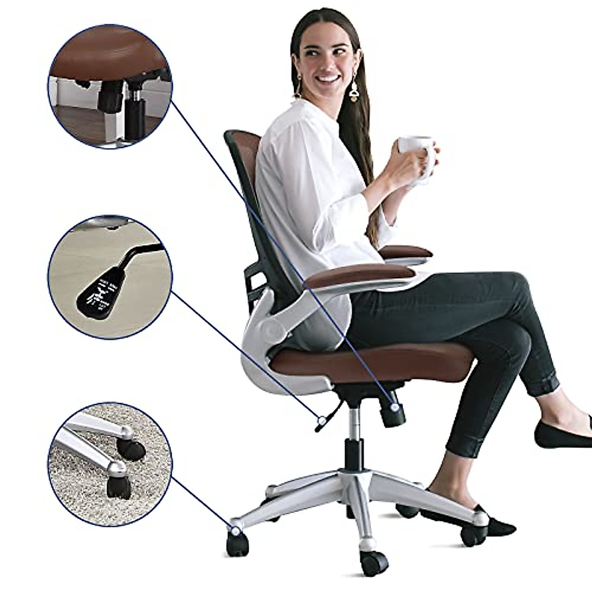 Modway Attainment Mesh Vinyl Modern Office Chair in Tan