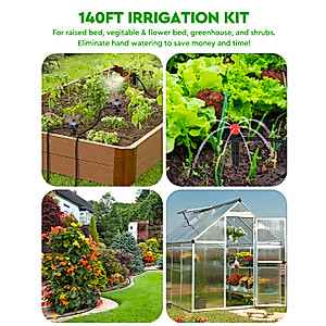 Landtouch Drip Irrigation System, Garden Watering System with Adjustable Drip Emitters Misting Sprinkler, Efficient Sprinkler System Kit for Flower Bed, Raised Bed, Greenhouse, Lawn