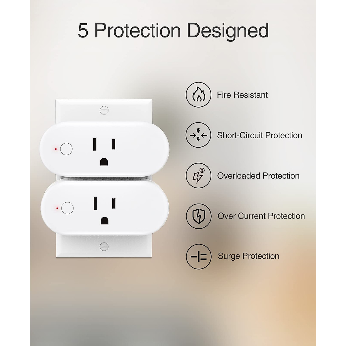 GHome Smart HomeKit Smart Plug, 15A Mini Plug Works with HomeKit and Homepod, Wi-Fi Outlet Socket Remote Control with Schedule Timer Function, Only for 2.4GHz Network, No Hub Required (2 Pack), White