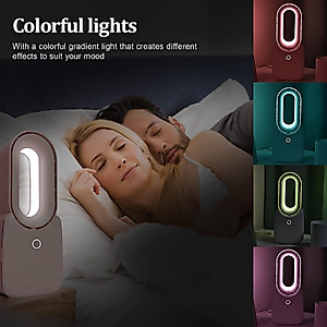 CONBOLA Small Tower Fan, 11.8 Inch Personal Portable Fan Rechargeable, USB Quiet Bladeless Desk Fan with 3 Speeds, Battery Operated Fan with Decorative LED for Office Bedroom Outdoor Table Home(Pink)