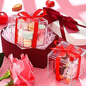 12 Pieces Clear Acrylic Plastic Square Cube Small Acrylic Box Acrylic Storage Containers with Lid Stackable Cube Containers Acrylic Container with Lid for Candy Jewelry Display (2.6 x 2.6 x 2.6 inch)