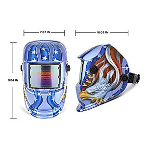 DEKOPRO Welding Helmet - Solar Power Auto Darkening Welding Helmet - Adjustable Shade Range 4/9-13 for Mig Tig - Arc Welder Mask (Blue Eagle)