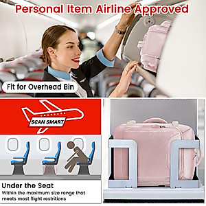 JCDOBEST Travel Backpack for Women, Carry On Backpack with USB Charging Port, TSA 17inch Laptop Backpack Flight Approved, College Nurse Bag Casual Daypack for Weekender Business Hiking, Pink