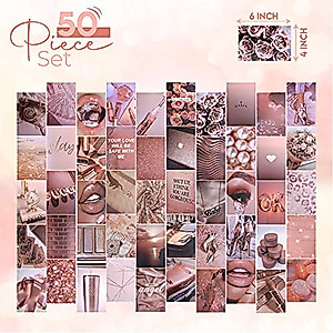 East Coast Mart Wall Collage Kit - 50 Pcs, 4x6 Inches, Photo Collage kit for Wall Aesthetic, Dorm Photo Display, Rose Gold Room Décor Aesthetic for Teen Girls