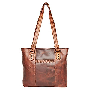 Lady Conceal Concealed Carry Peyton Leather Tote (Cognac)