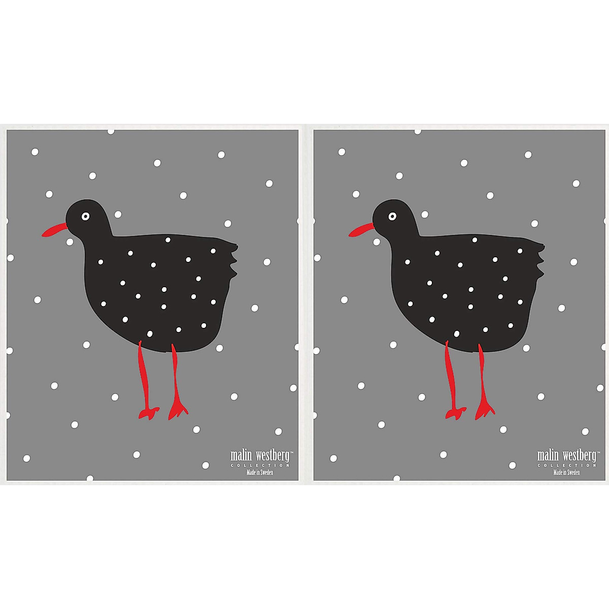 Trendy Tripper Swedish Dishcloth/Sponge Cloth Eco-Friendly Reusable - Malin Westberg Designs: Chicken Hen TUPP Rooster (2-Pk SOTHONA Black)