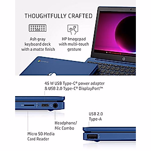 HP Chromebook 11-inch Laptop - MediaTek - MT8183 - 4 GB RAM - 32 GB eMMC Storage - 11.6-inch HD Display - with Chrome OS™ - (11a-na0030nr, 2020 model, Indigo Blue)