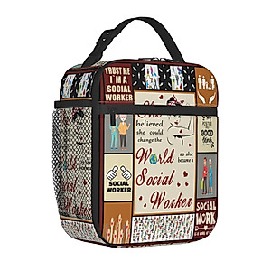KIYIYZER Social Worker Lunch Bag Insulated Reusable Lunch Box Portable Cooler Tote Bag For Women Men Adults Work Picnic,Give A Gift To Social Work Practitioner