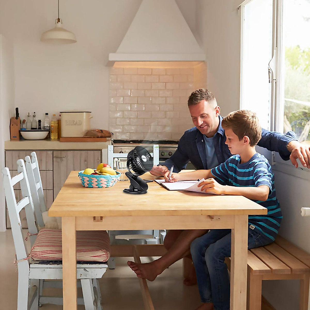 AJOYEUX Battery Operated Clip on Fan for Baby Stroller, Car Seat, Personal Camping - Black