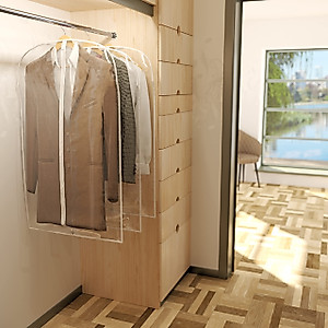 HANGERWORLD Pack of 6 Clear Garment Bags for Hanging Clothes - 40inch Suit Bag, Plastic PEVA, Showerproof, Clothes Dust Protector Cover