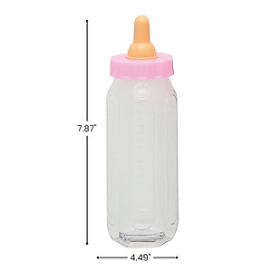 Adorable Pink Fillable Baby Bottle Favors - 5", Set of 2 - Premium Plastic Keepsake Gifts - Perfect For Showers, Gender Reveals & Baby Celebrations