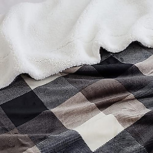 SOCHOW Buffalo Plaid Sherpa Fleece Throw Blanket, Double-Sided Checkered Super Soft Luxurious Bedding Blanket 50 x 60 inches, Black/White