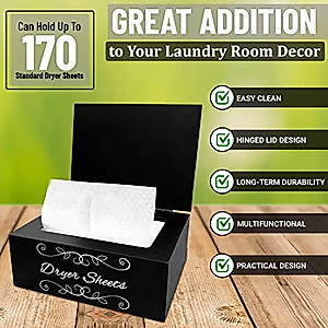Dryer Sheet Holder, Wood Dryer Sheet Dispenser, Dryer Sheet Container Box with Lid, Rustic Dryer Sheets Holder, Laundry Sheet Holder for Laundry Room Organization