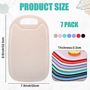 7 Pcs Kitchen Plastic Cutting Board Large Meat Fruit Cutting Board Mats Chopping Boards for Kitchen Non Scratch with Easy Grip Handle and Juice Grooves, 7.9 x 12.8 Inches