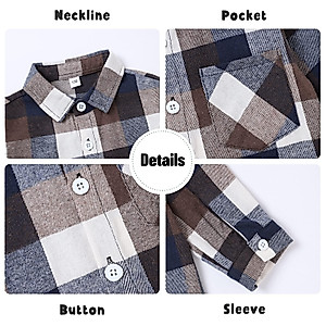Fuermos Toddler Baby Boy Girls Outfits Plaid Flannel Long Sleeve Shirt Tops Kid Clothes(4-5T)