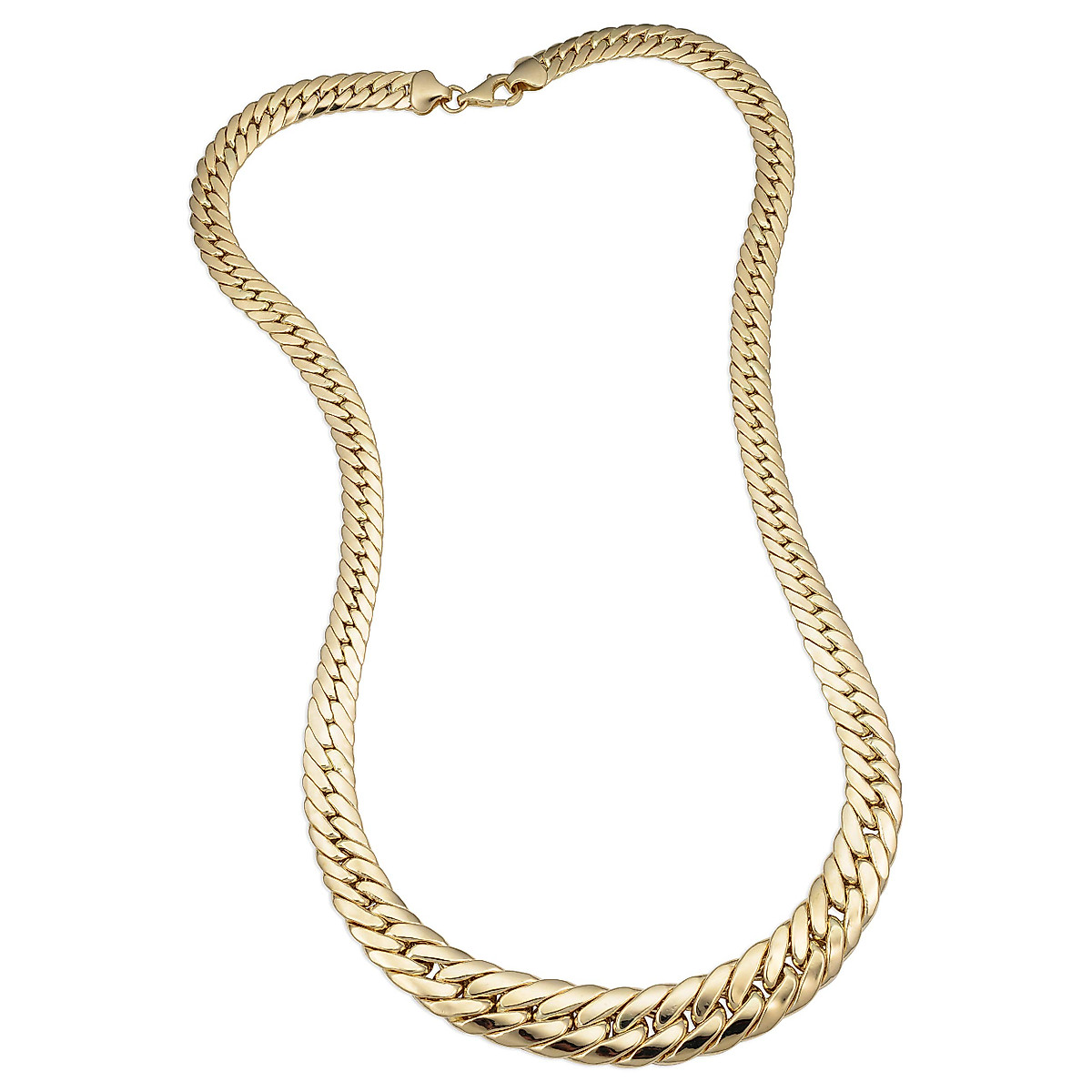 Kooljewelry 14k Yellow Gold Graduated Cuban Link Necklace (17.5 inch)