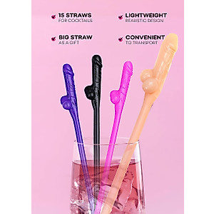 Bachelorette Party Penis Straws 30 pcs Naughty with 1 Huge Bride Dick Straw | Bachelorette Party Supplies and Favors for The Bachelorette Adult Party Decorations