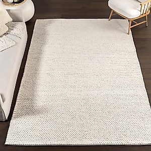 nuLOOM Caryatid Handwoven Solid Wool Area Rug, 6' x 9', Off-white