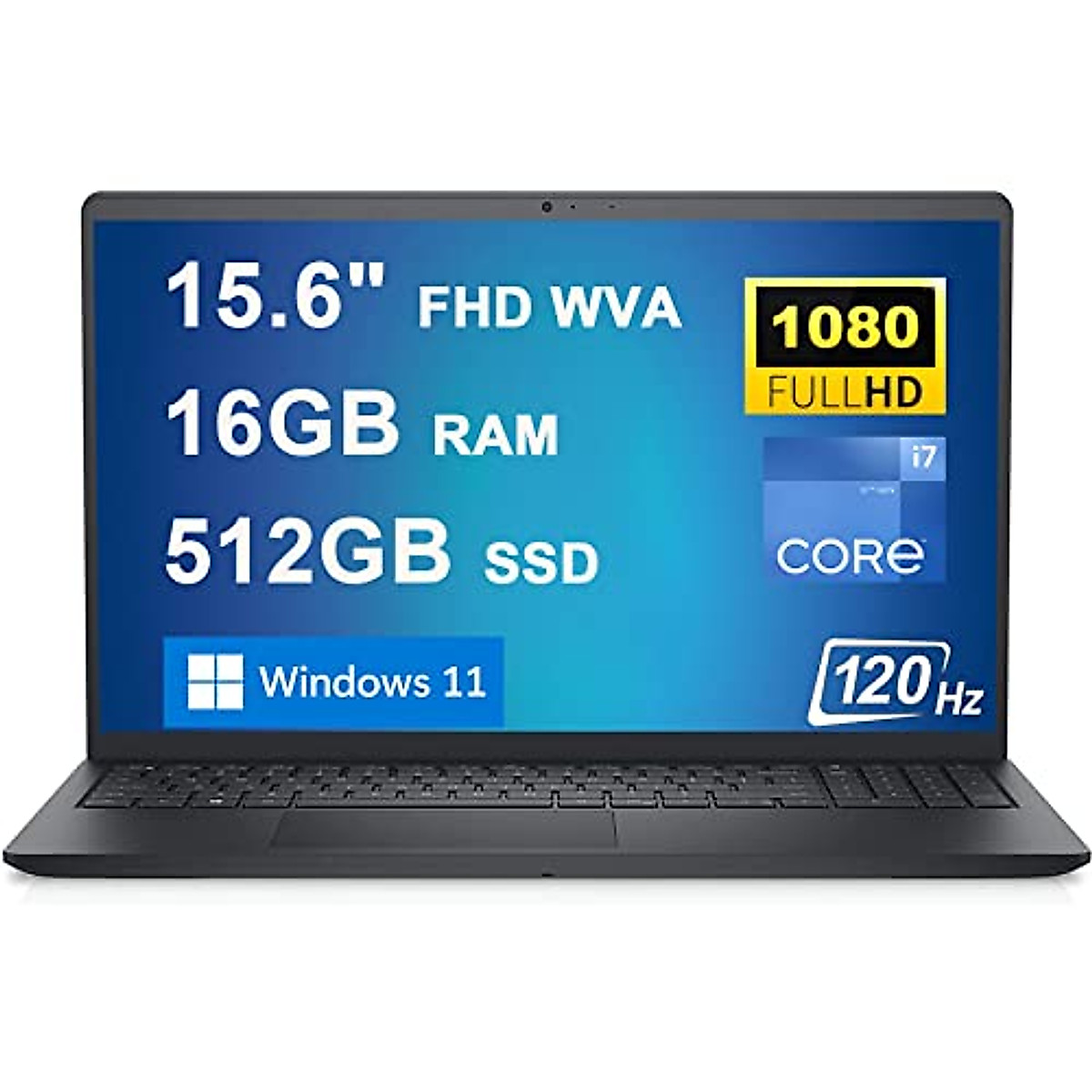 Dell Inspiron 15 3000 3520 Business Laptop 15.6" FHD WVA Anti-Glare 120Hz Display 12th Generation Intel 10-Core i7-1255U Processor 16GB RAM 512GB SSD Intel Iris Xe Graphics Backlit HDMI Win11 Black
