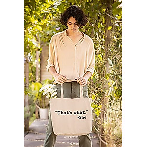 Pop Threads Thats What She Said Office Coworker Gift Funny Black 15x15 inches Large Canvas Tote Bag