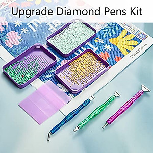 AOEUSLL 5d Diamond Painting Pen with Diamond Painting Trays, Diamond Painting Accessories, Diamond Pen, Diamond Art Pens, Diamond Art Accessories and Tools (24pcs)