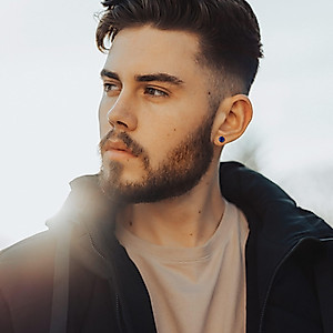 CASSIECA 5 Pairs Surgical Steel Screw Back Stainless Steel Stud Earrings for Women Men, Rainbow 5A Cubic Zirconia Sleeper Studs Hypoallergenic Earrings for Sensitive Ears 6mm