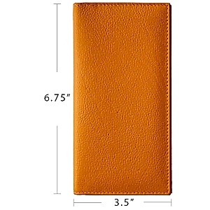 Bright Orange Basic Genuine Leather Checkbook Cover For Men & Women
