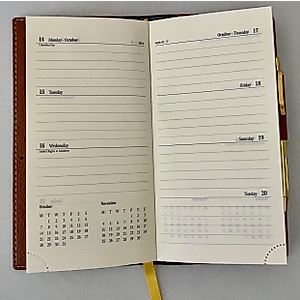 2024 Italian Bonded Leather British TAN Weekly Pocket Planner Engagement Calendar With Pen