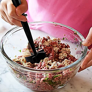 KUFUNG Kitchen Premium Heat Resistant Meat Chopper, Masher & Smasher for Hamburger Meat, Ground Beef, Turkey & More, Hamburger Chopper Utensil, Ground Beef Chopper Tool & Meat Fork (M, Black)