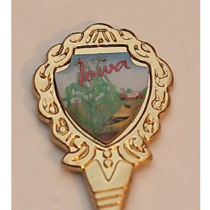 Iowa State Souvenir Gold Plated Collectible Twist Spoon 5" lpco
