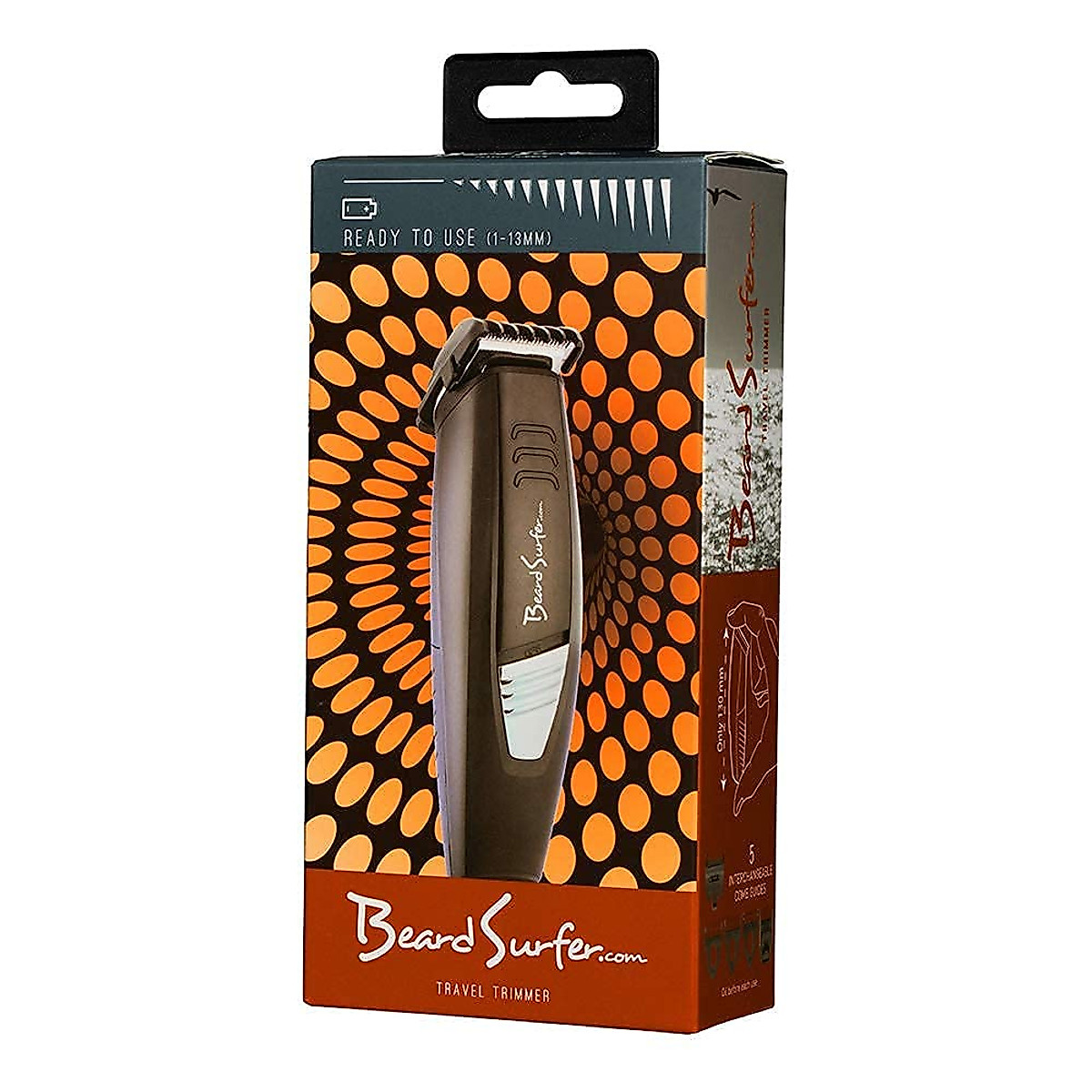 Beard Surfer Facial Hair Trimmer for Men Travel Beard Mustache Kit Compact Mini Size Shaver AAA Battery Operated Grooming Set Black Matte Color