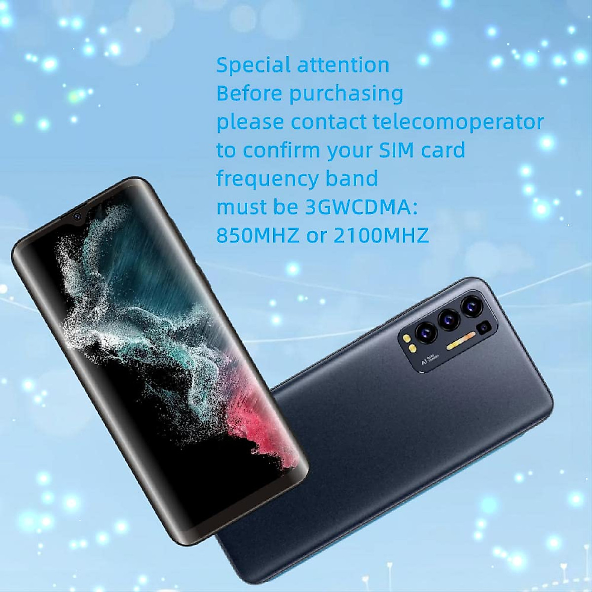 ZSDDZZY 6.52 inch Screen，Hot12play，Android smartphone ，Dual SIM card，1GB RAM 16GB ROM，Only supports Dual SIM card frequency band of 3GWCDMA ：850/1700/2100MHZ，Unlocked cell phone(black3