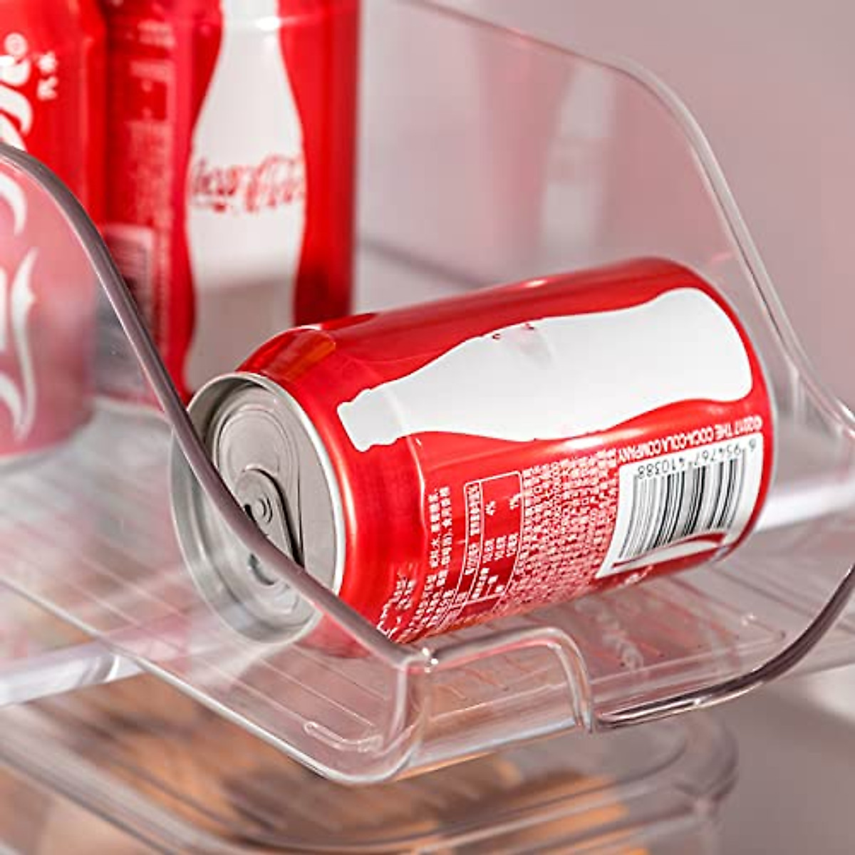 TOPZEA 6 Pack Refrigerator Organizer Bins, Pop Soda Drink Can Dispenser Beverage Holder, Clear Plastic Canned Food Storage Container for Freezer, Fridge, Pantry, Cabinet, Kitchen, BPA Free