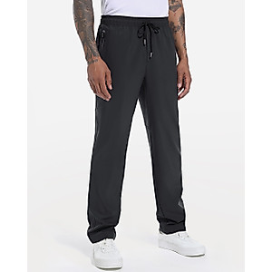 BIYLACLESEN Sweatpants for Men Joggers with Pockets Track Athletic Workout Pants Lightweight Quick Dry Fit Pants Waterproof Hiking Pants Black 34