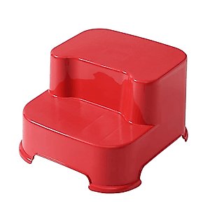 Toyvian Two Step Step Stools Toilet Potty Training Stool Non- Slip Foot Stool Bedside Step Stool for Kitchen Bathroom Bedroom Red
