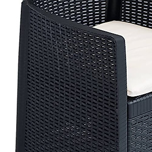 MBFLUUML Outdoor Patio Furniture, Patio Dining Sets, 5 Piece Patio Dining Set Plastic Anthracite Rattan Look Suitable for Patio, Porch, Backyard, Balcony.