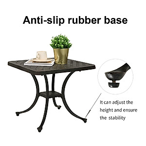 HOMEFUN Patio End Table, Outdoor Square Cast Aluminum Side Table, Antique Bronze